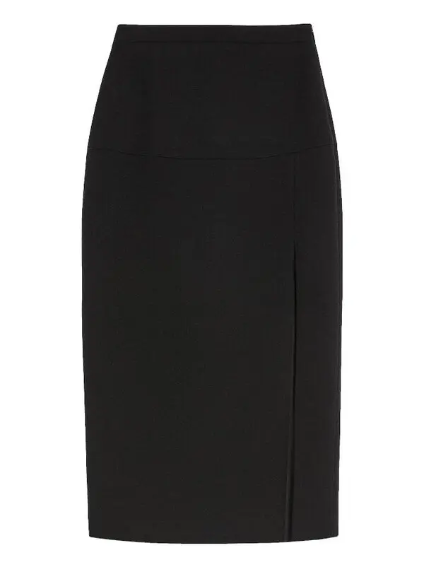 Valentino Garavani Wool Crepe Midi Skirt - Black