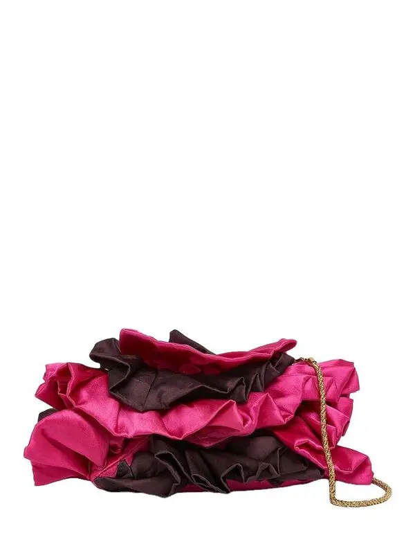 Dries Van Noten Small Ruffled Satin Clutch - Fuchsia