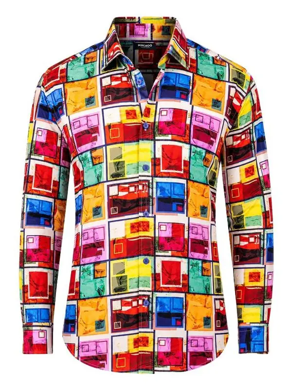 MACEOO Fibonacci Marthyr Color Block Shirt - Multicolored