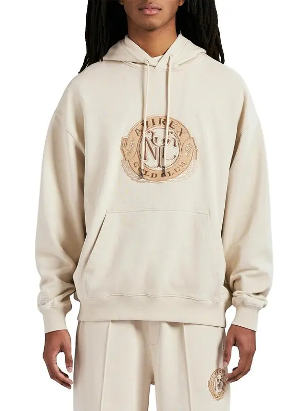 AVIREX Gold Club Logo Cotton Fleece Hoodie - Birch