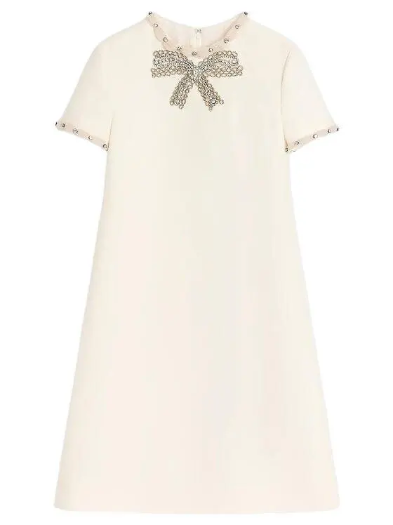 Valentino Garavani Embroidered Crepe Couture Short Dress - Ivory