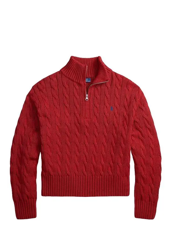 Polo Ralph Lauren Cable-knit Quarter-zip Sweater - Brick