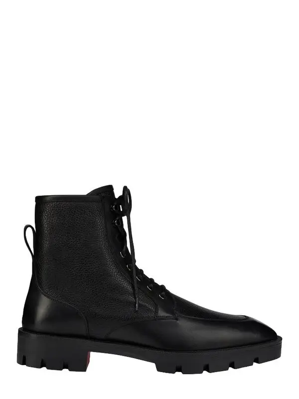 CHRISTIAN LOUBOUTIN Caracolo Lion Leather Boots - Black