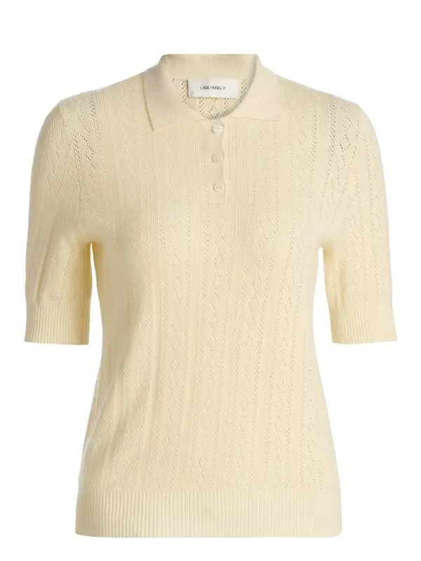 LISA YANG Cristine Pointelle-knit Cotton-cashmere Polo Sweater - Limone