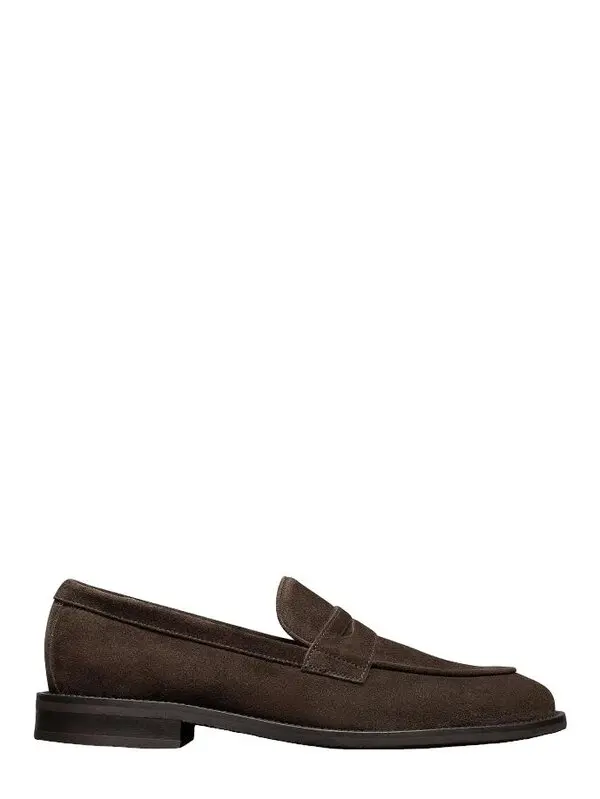 Allen Edmonds Como Suede Penny Loafers - Chocolate