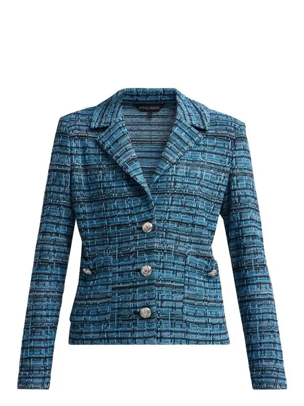 Ming Wang Tweed Knit Jacket - Deep Teal