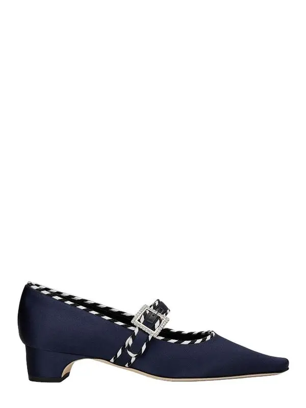 Manolo Blahnik Zaera Satin Pumps - Navy