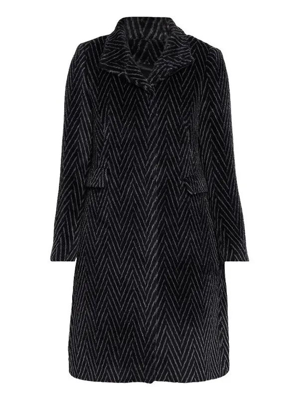 CHIARULLI Feronia Alpaca-blend Chevron Coat - Black