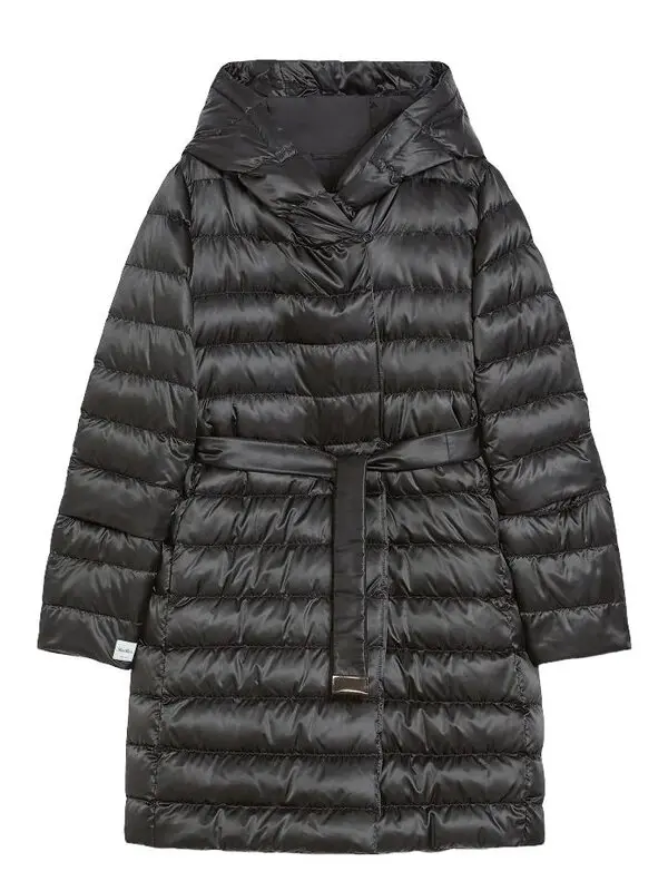 Max Mara Reversible Down Jacket In Water Repellent Satin - Black
