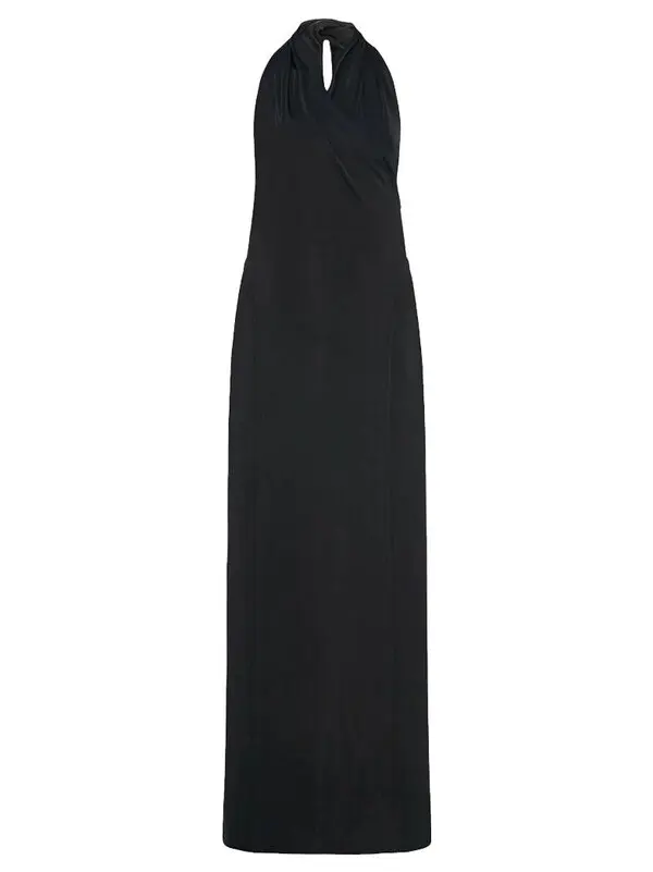 Another Tomorrow Gathered Halter Dress - Black