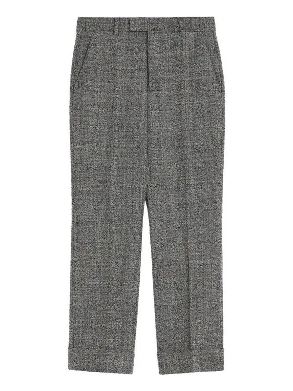 Valentino Garavani Mouliné Wool Pants With Cuffs - Grey