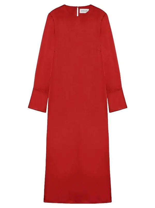 ARMARIUM Bruna Long-sleeve Silk Shift Midi-dress - Red