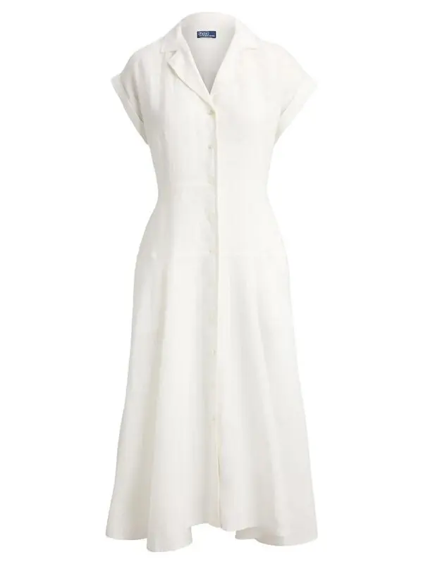 Polo Ralph Lauren Linen Short-sleeve Midi Shirtdress - White