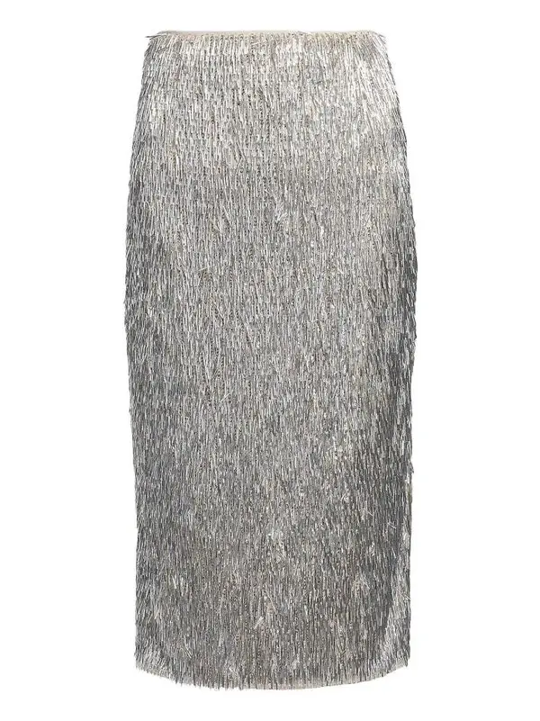 AKNVAS Tao Metallic Sequined Pencil Skirt - Silver