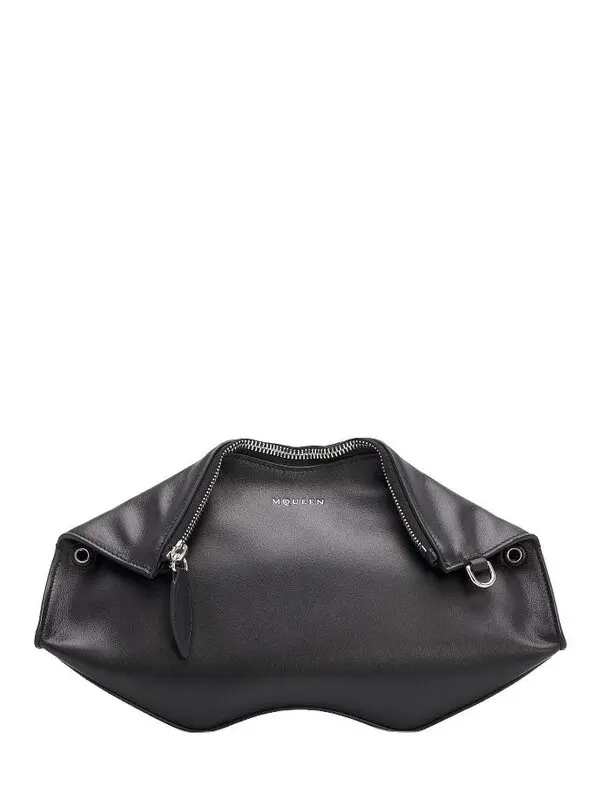 Alexander McQueen Manta Leather Crossbody Bag - Black Silver