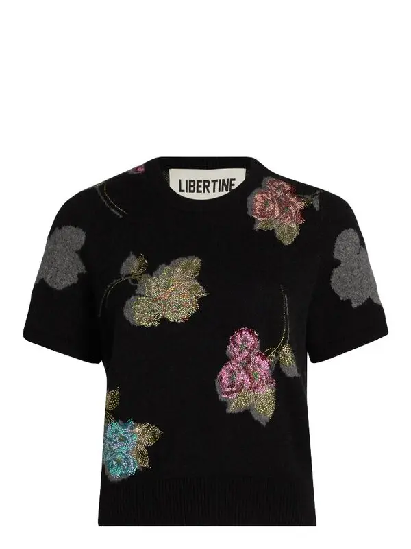 Libertine Primrose Shadows Cashmere Short-sleeve Sweater - Multi