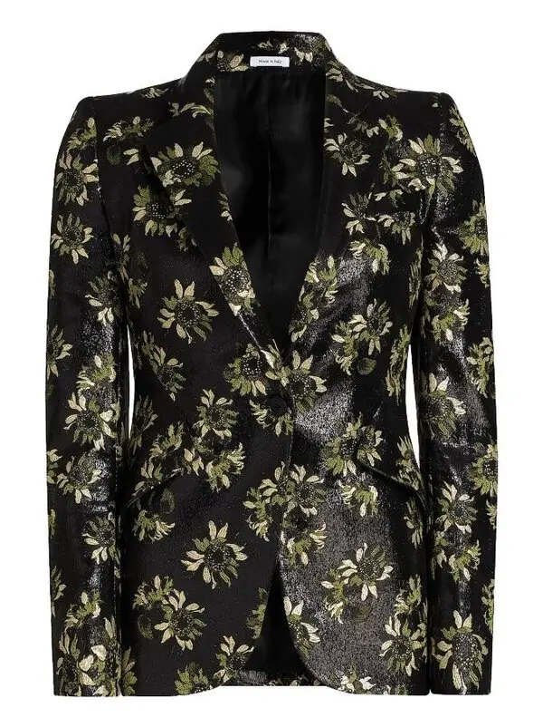 Alexander McQueen Lacquered Sunflower Jacquard Blazer - Black Multi