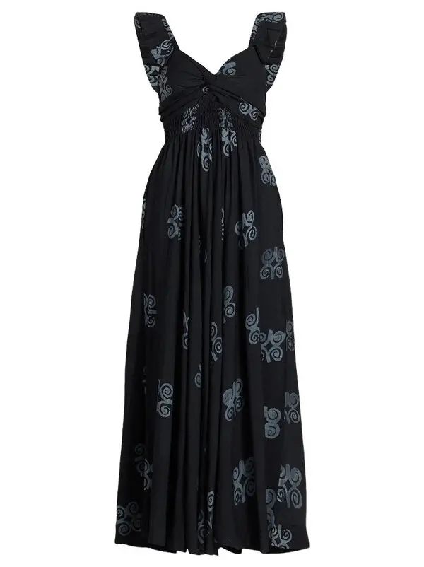 ELISAMAMA Ibukun Printed Maxi Dress - Black