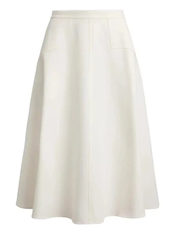 Polo Ralph Lauren Cotton-wool A-line Midi Skirt - Cream