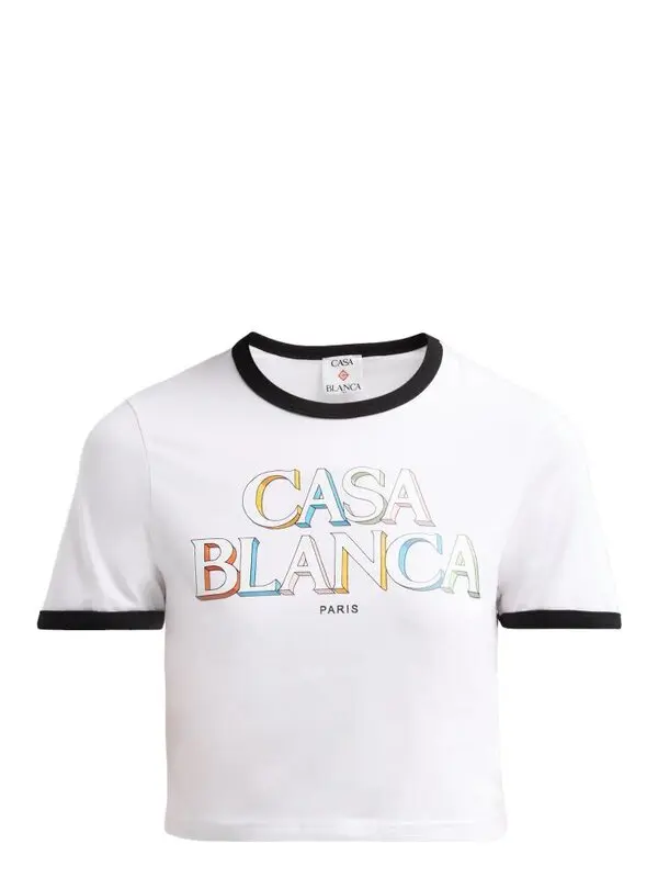 Casablanca Logo Cotton Crop T-shirt - Stack Logo
