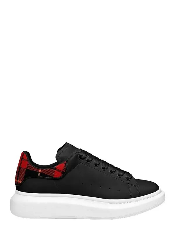 Alexander McQueen Leather & Plaid Oversized Sneakers - Black Multi Red