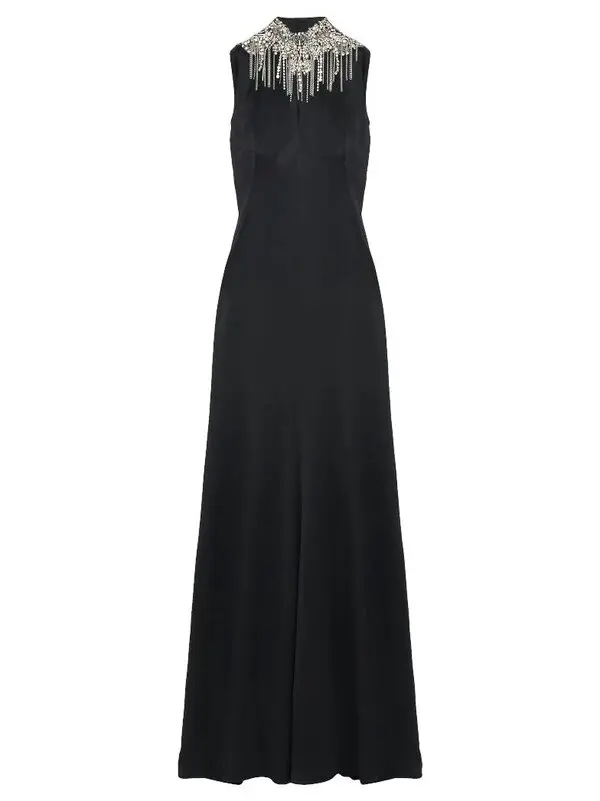 Alexander McQueen Embellished Satin Gown - Black