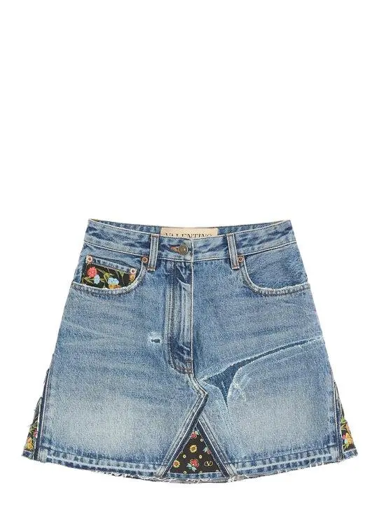 Valentino Garavani Short Denim Skirt - Blue