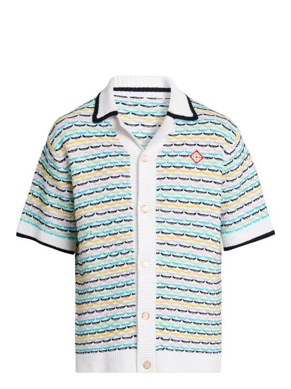 Casablanca Tuck-stitch Cotton Knit Short-sleeve Shirt - Multi