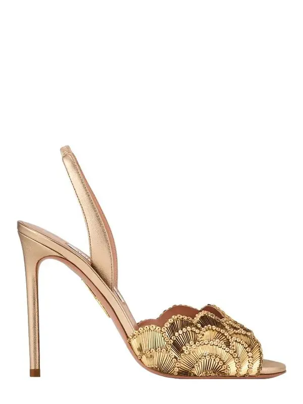 AQUAZZURA Ce Soir Leather Stiletto Sandals - Light Copper