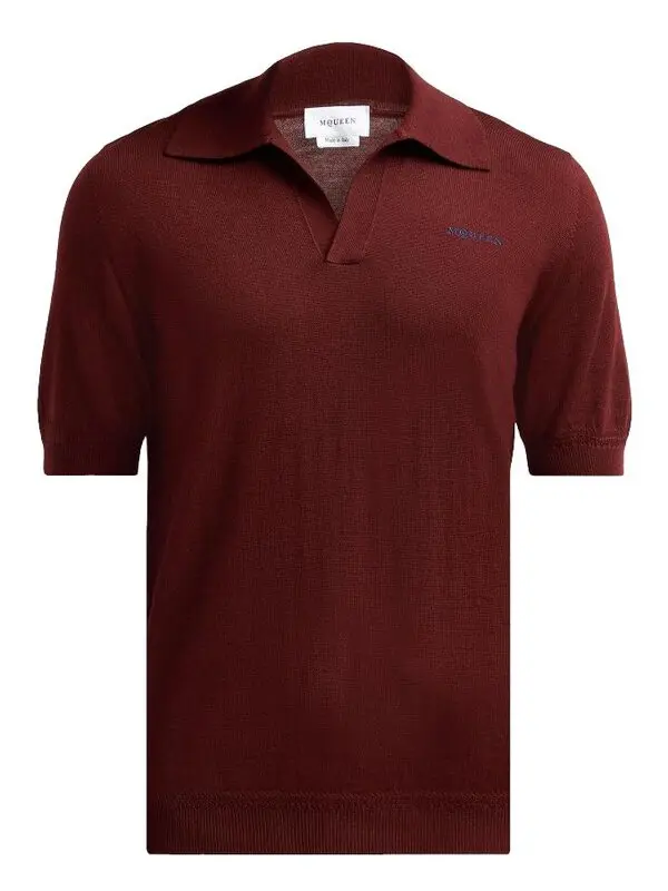 Alexander McQueen Embroidered Wool Polo Shirt - Ruby Sapphire