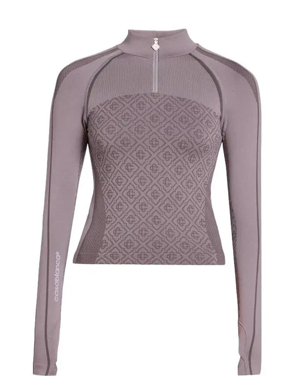 Casablanca Seamless Monogram Zip Top - Grey