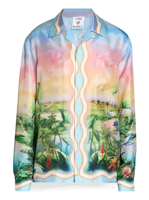 Casablanca Silk Long-sleeve Camp Shirt - Multi