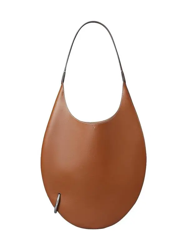 Tory Burch Pierced Leather Shoulder Bag - Aged Tan