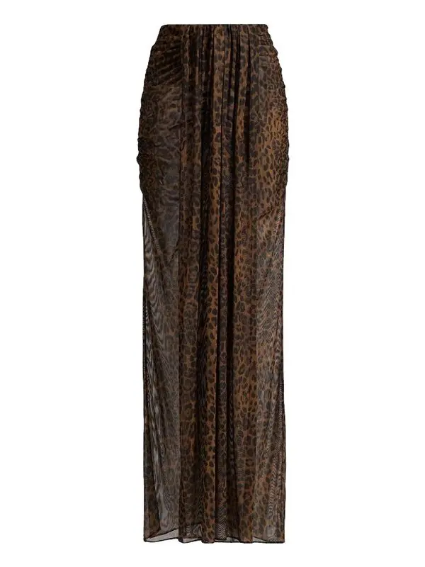 Lapointe Mesh Draped Skirt - Leopard