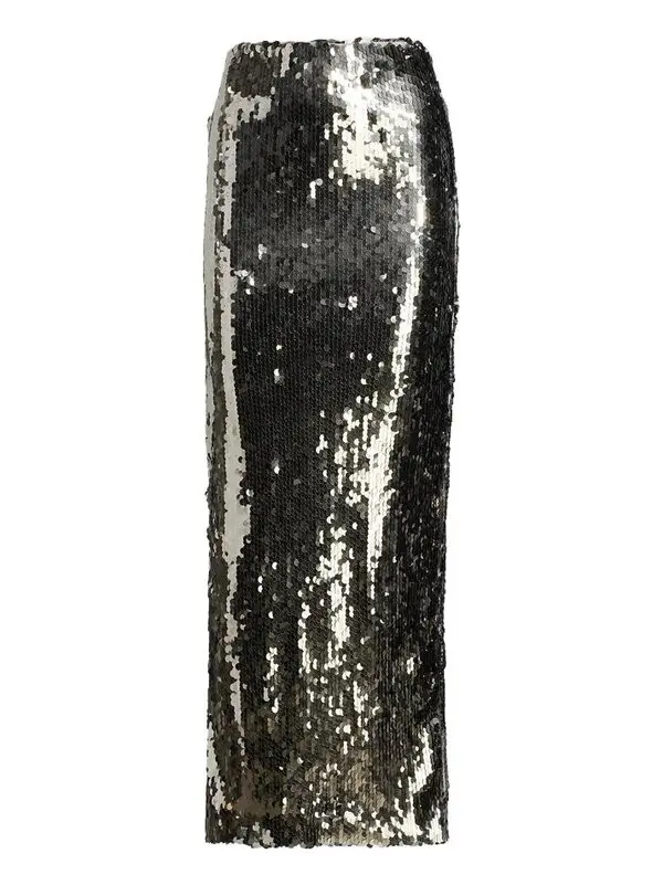 Lapointe Re-edition Sequined Stretch Pencil Midi-skirt - Silver