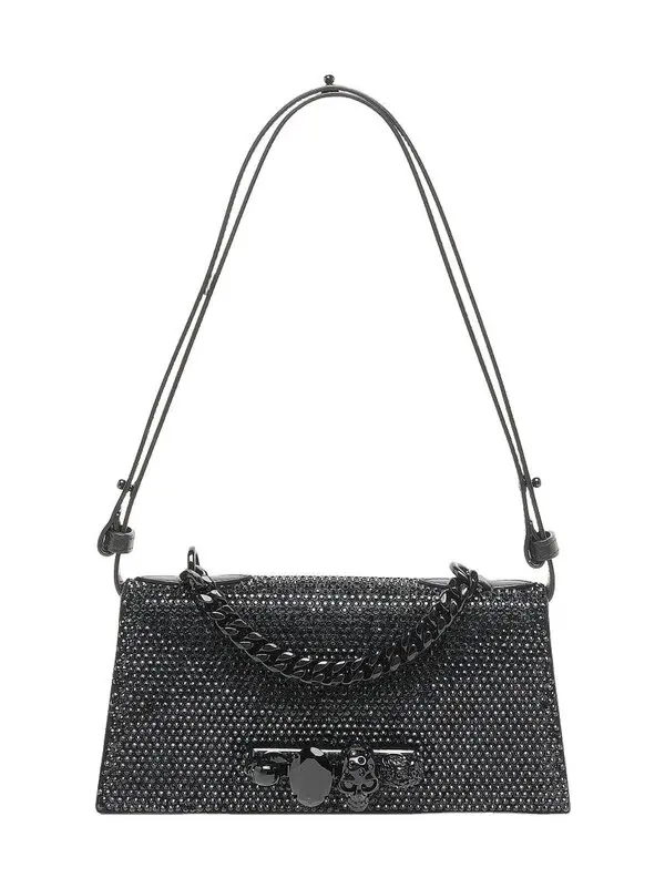 Alexander McQueen Mini Jeweled Leather Shoulder Bag - Black