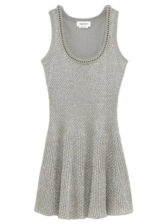 Alexander McQueen Volume Chain-scoopneck Mini Dress - Silver