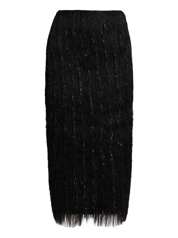 Lapointe Metallic Fringe Midi-skirt - Black
