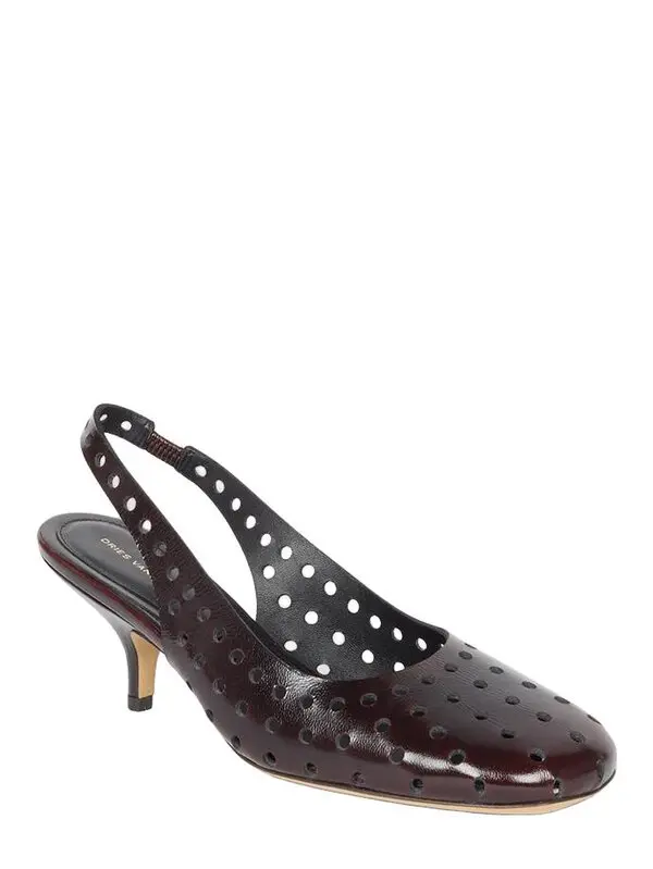 Dries Van Noten 65mm Eyelet Leather Slingback Pumps - Ruby