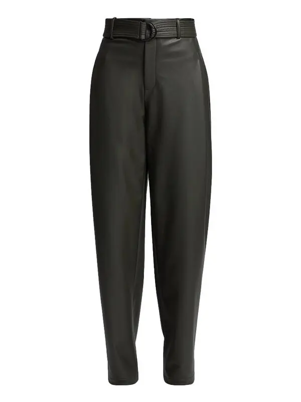 Lapointe Belted Faux-leather Tapered Trousers - Pine