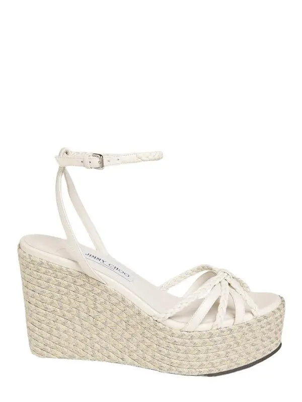 JIMMY CHOO Dree 100mm Leather Wedge Sandals - Latte