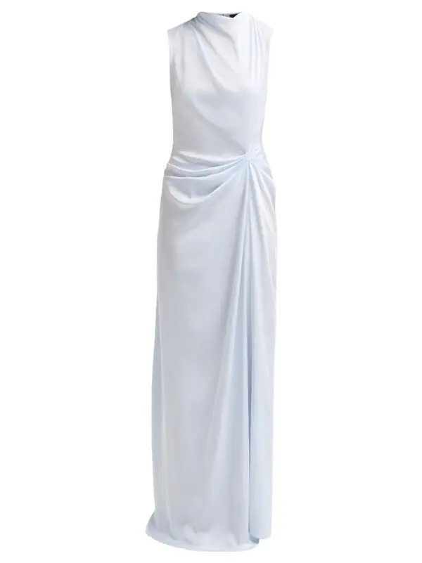 Lapointe Sleeveless Draped Lightweight Satin Gown - Cloud