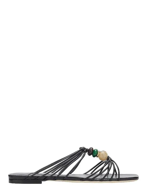 JIMMY CHOO Lova Multi-strap Beaded Leather Mules - Black