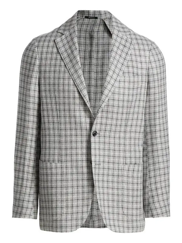 SARTORIO NAPOLI Plaid Linen-blend Sport Coat - Grey