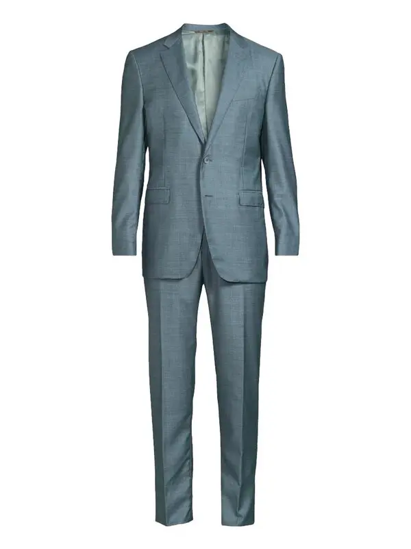 Canali Denim-effect Wool Single-breasted Suit - Green