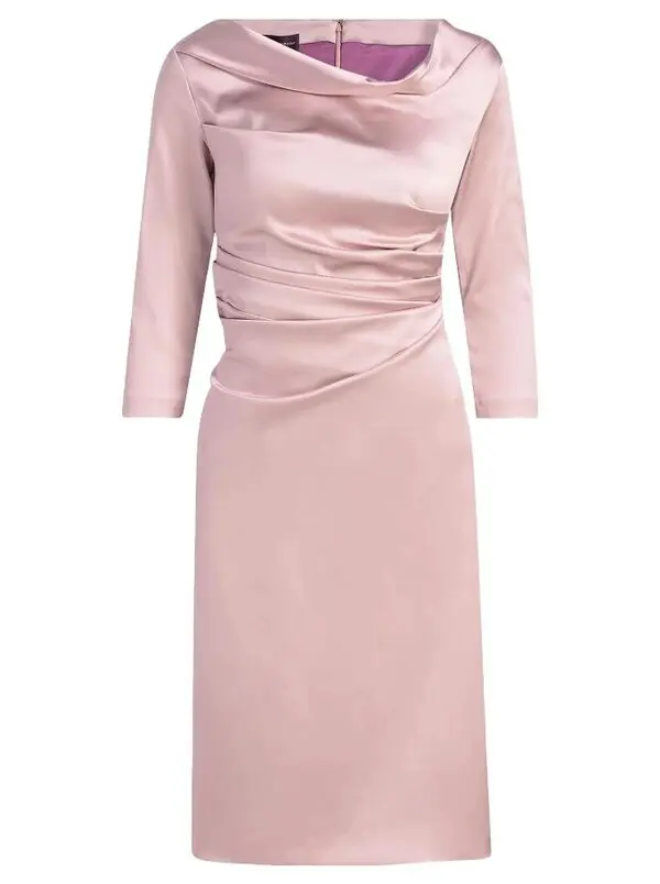 Talbot Runhof Satin Gathered Cocktail Dress - Marble