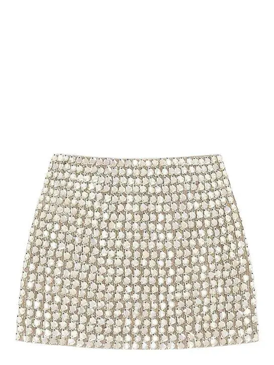 Valentino Garavani Mini Skirt In Embroidered Organza - Silver