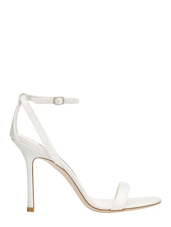 JIMMY CHOO Moza 100mm Crystal-buckle Satin Sandals - Ivory