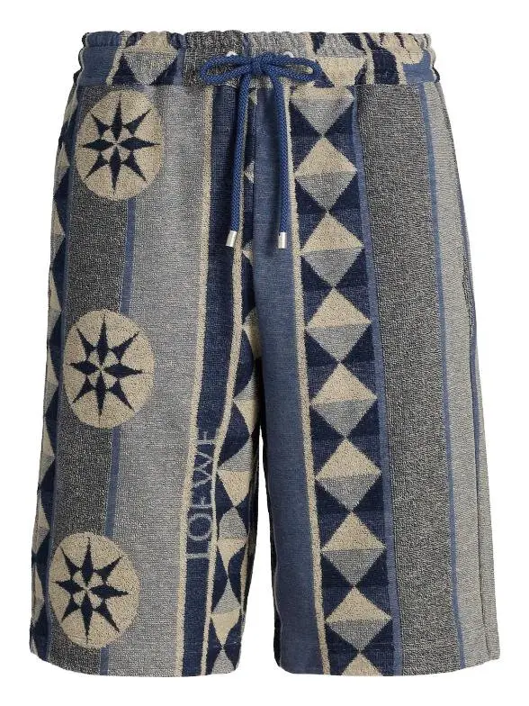 Loewe X Paula's Ibiza Jacquard Terry Cotton Shorts - Blue Multicolor