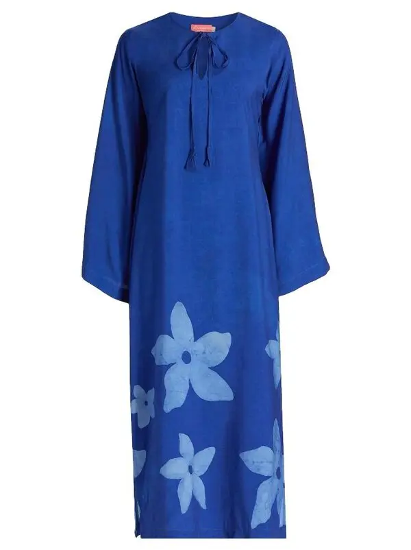 ELISAMAMA Naj Floral A-line Midi-dress - Blue